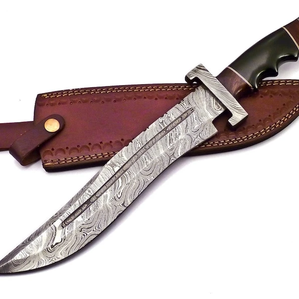 Handmade Damascus Steel Bowie Knife | Premium Hunting..